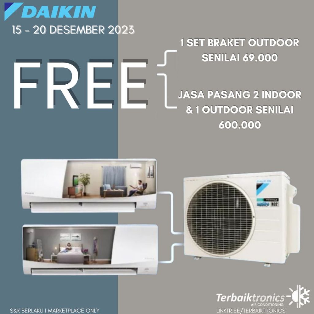 Jual AC Daikin Multi S 1/2 PK + 3/4 PK 2MKC20VVM4 (15 + 20) Multi Split | Shopee Indonesia