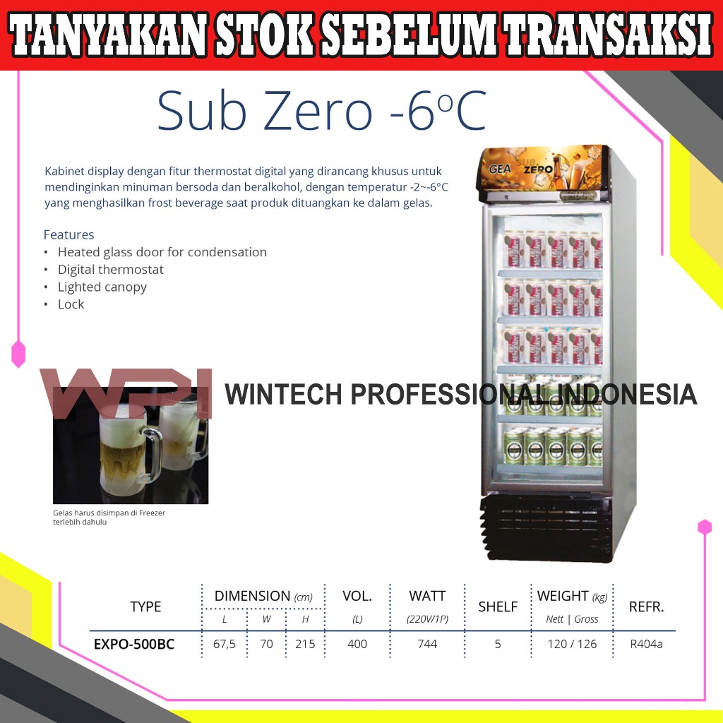 Jual Gea EXPO-500BC Beer Cooler / Display Cooler Khusus Untuk Menyimpan ...