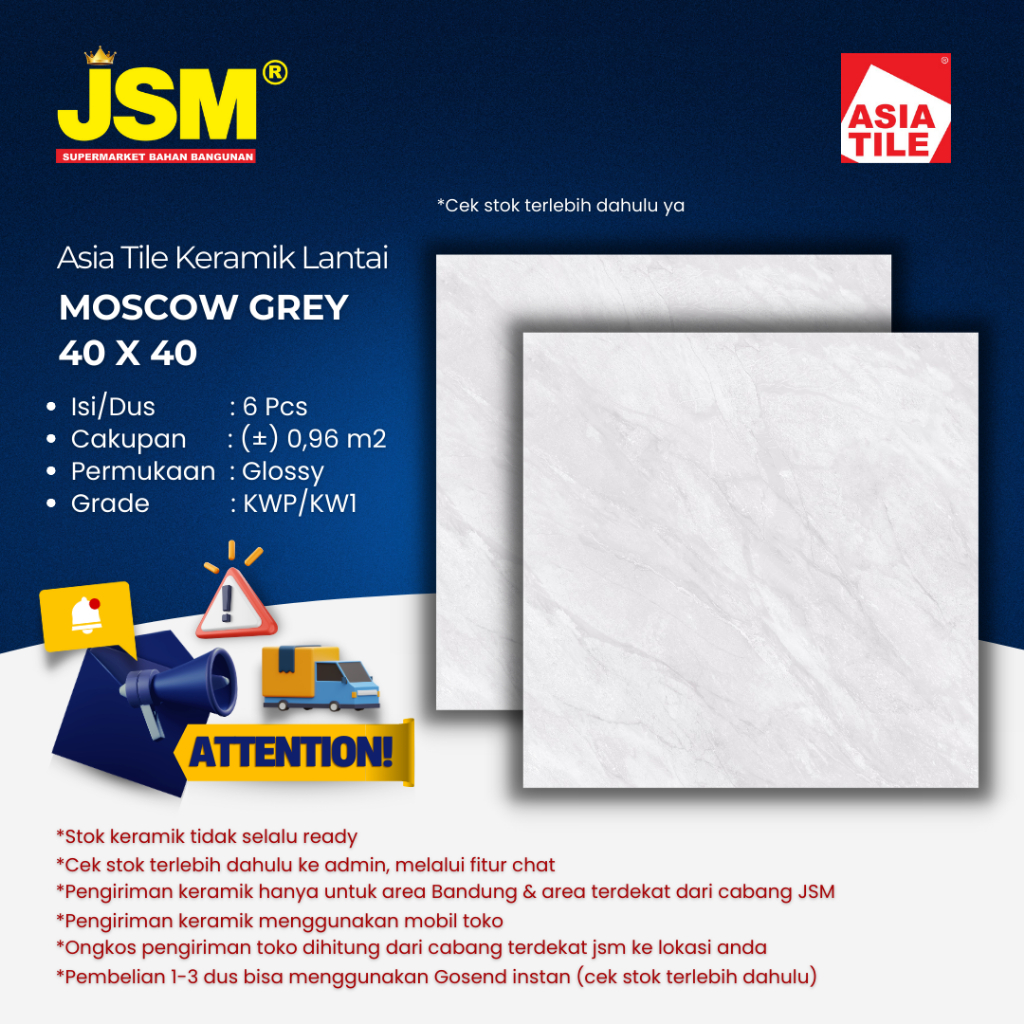 Jual Asia Tile Keramik Lantai Moscow Grey Glossy 40x40 - JSM ...