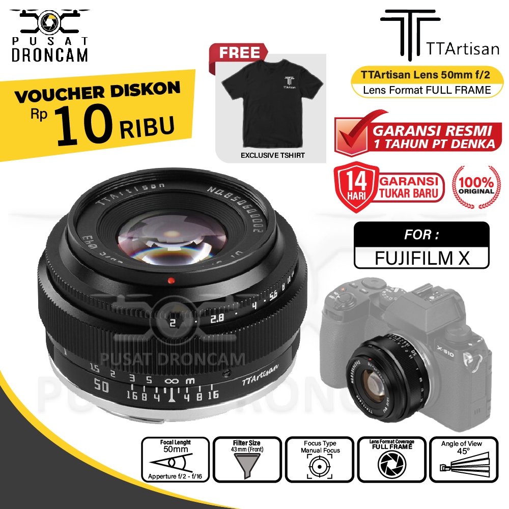 Jual TTArtisan 50mm f2 Fujifilm X TT Artisan 50 mm f/2 Fuji Original ...