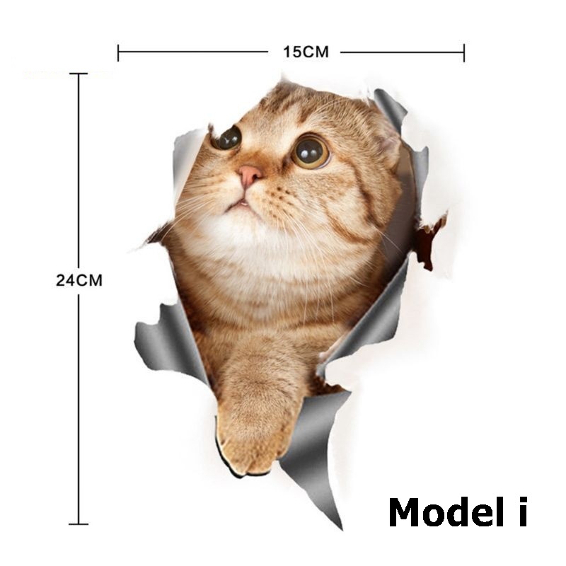 Jual Stiker kucing lucu 3D seperti nyata stickers hewan Animal Cat wall ...
