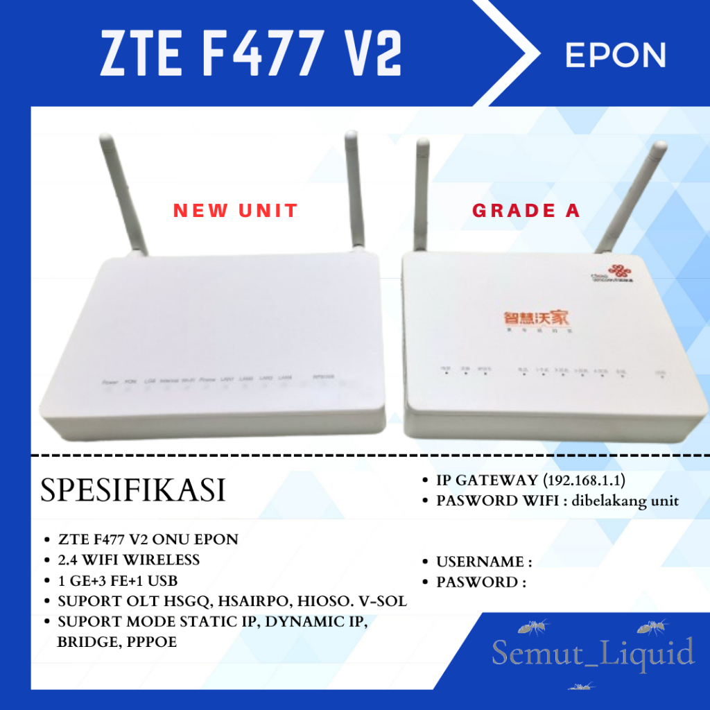 Jual MODEM EPON ZTE F477 V2 Plus adaptor Second dan New casing Antena ...