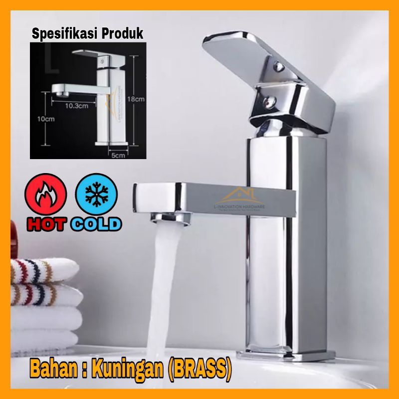 Jual Kran wastafel keran cuci tangan panas dingin Kuningan Basin mixer faucet | Shopee Indonesia