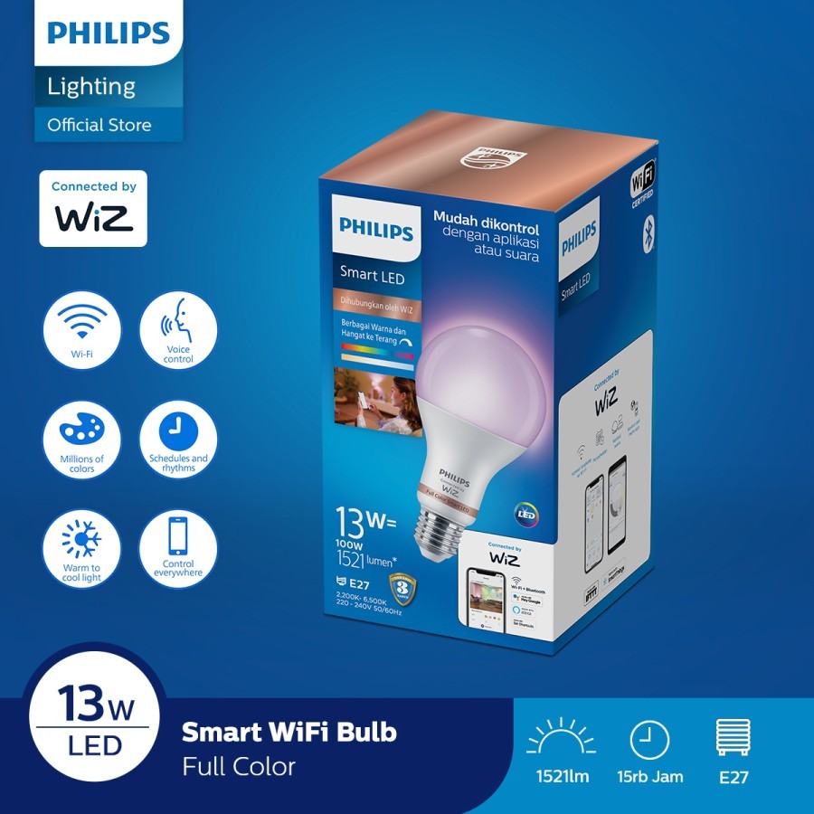 Jual Lampu Philips Smart Wi Fi LED 8W 9W 13W Bluetooth Tunable White Full Color Bohlam 8 9 13 ...