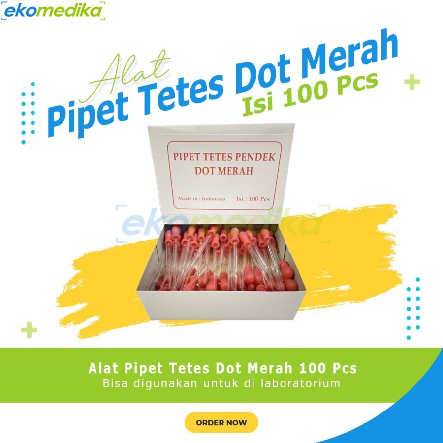 Jual Pipet Tetes Bulb Pendek / Panjang Kaca Bulb merah isi 100 pcs ...