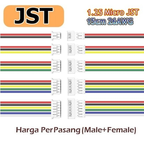 Jual 1 Set Kabel Mini Micro JST 1.25mm Connector + Cable 2 Pin / 3 Pin / 4 Pin / 5 Pin Male ...