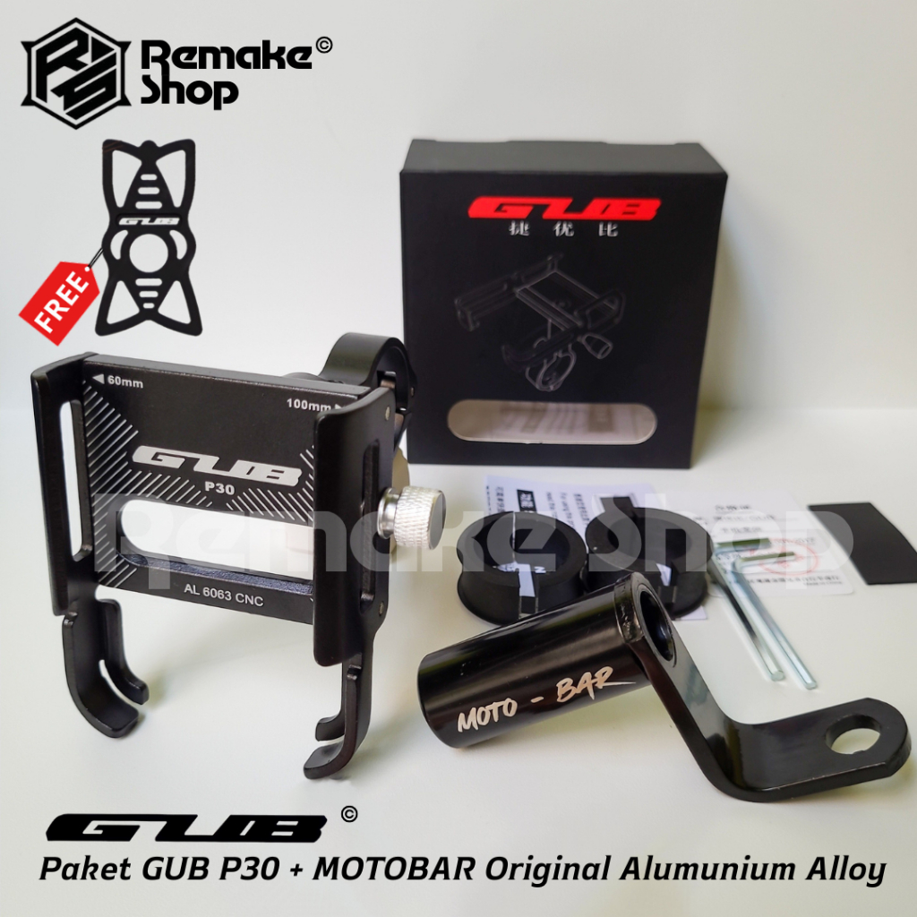 Jual Paket Phone Holder GUB P30 + Bracket Motobar Original Alumunium Alloy Holder Hp Motor Full ...