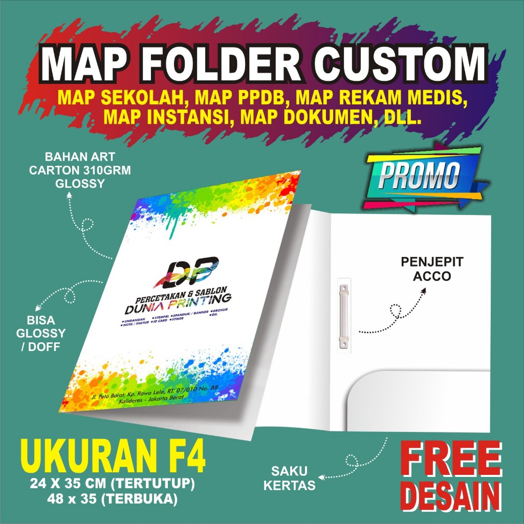 Jual CETAK PRINT STOPMAP / MAP KERTAS FOLDER ORGANIZER FOLIO F4 INSTANSI / SEKOLAH / KANTOR ...