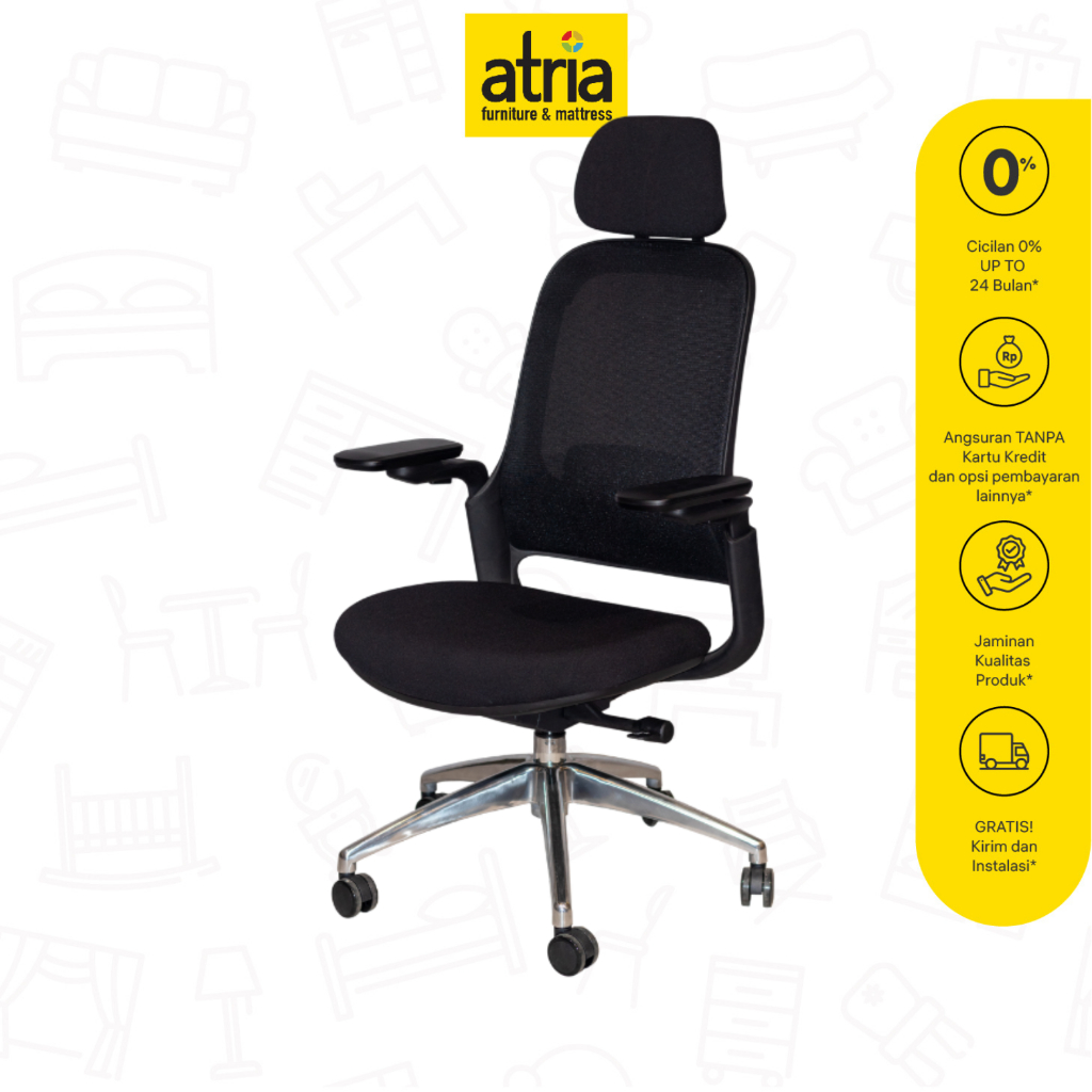 Jual Atria Kursi Kantor Atlas Sandaran Tinggi / Rendah | Shopee Indonesia