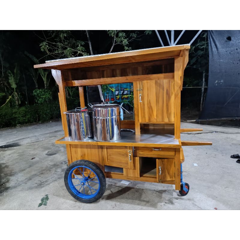 Jual gerobak bakso mie ayam roda tiga dua dandang | Shopee Indonesia