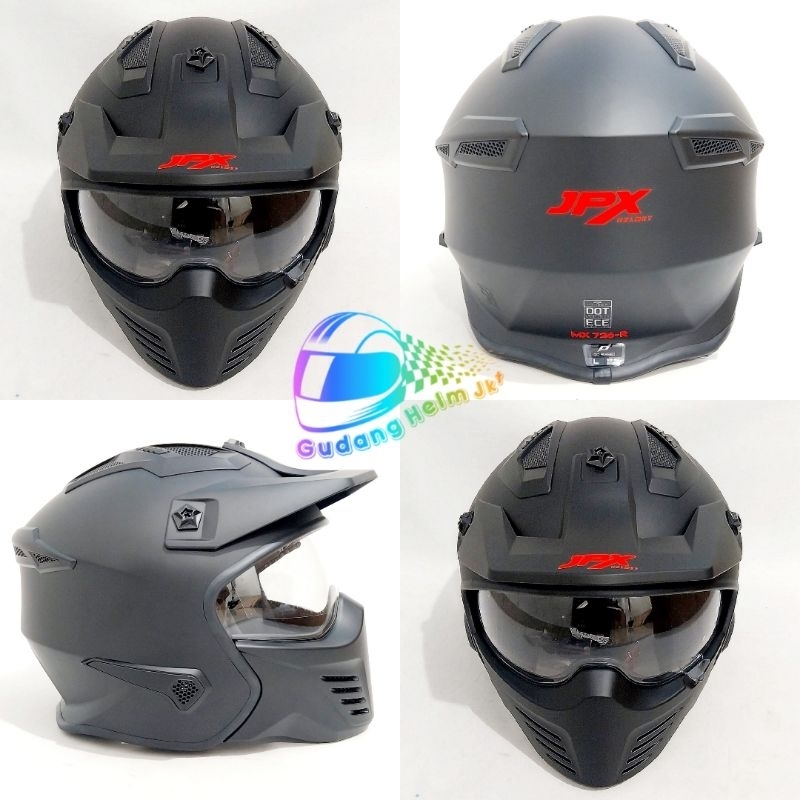 Jual Helm JPX fullface JPX MX 726 R polos BLACK DOFF/RED VISOR CLEAR | Shopee Indonesia