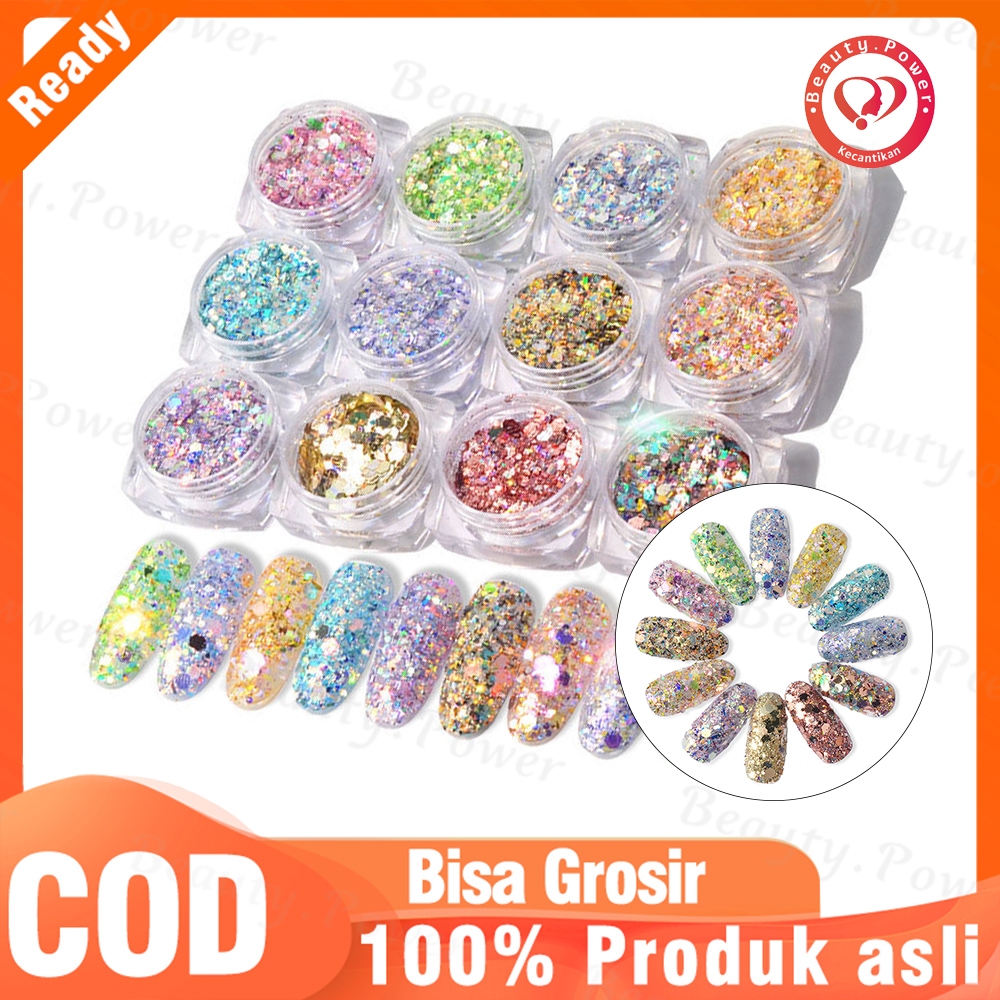 Jual Nail Art Glitter Blink kuku Sticker kuku Hexagonal Flakes ombre ...