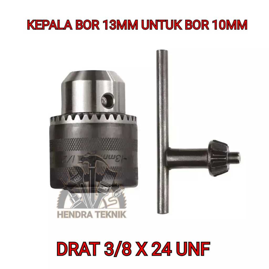Jual KEPALA BOR 13MM UNTUK BOR 10MM DRAT 3/8x24UNF DRILL CHUCK KEPALA ...