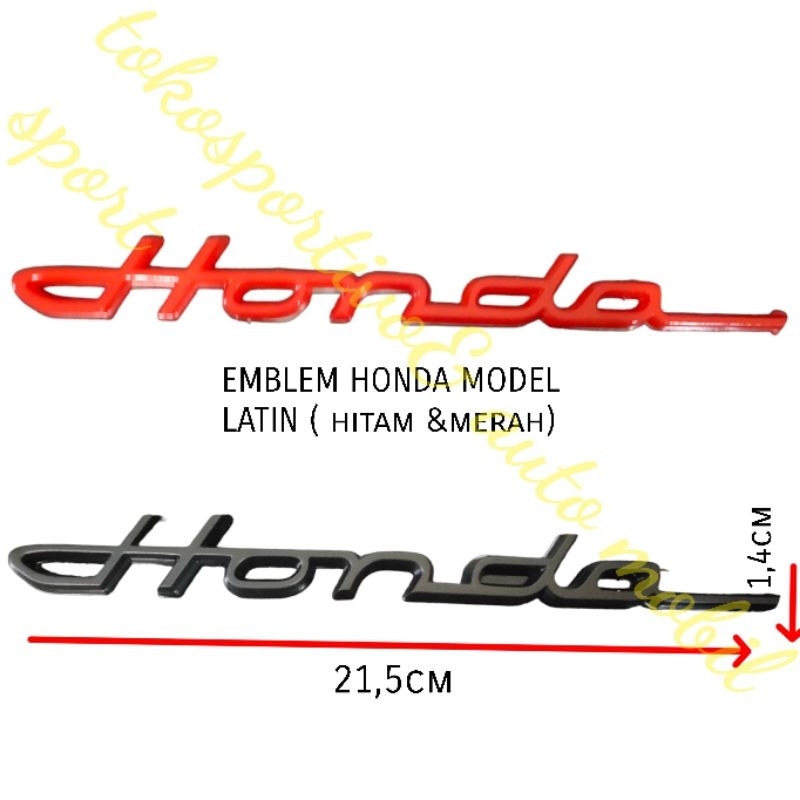 Jual EMBLEM LOGO TULISAN HONDA MODEL LATIN HITAM MERAH | Shopee Indonesia
