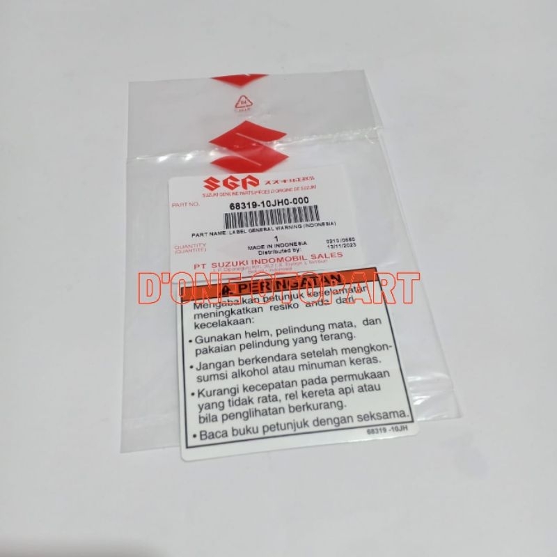 Jual STIKER STICKER LABEL WARNING PERINGATAN ALL SUZUKI ORIGINAL SGP ...