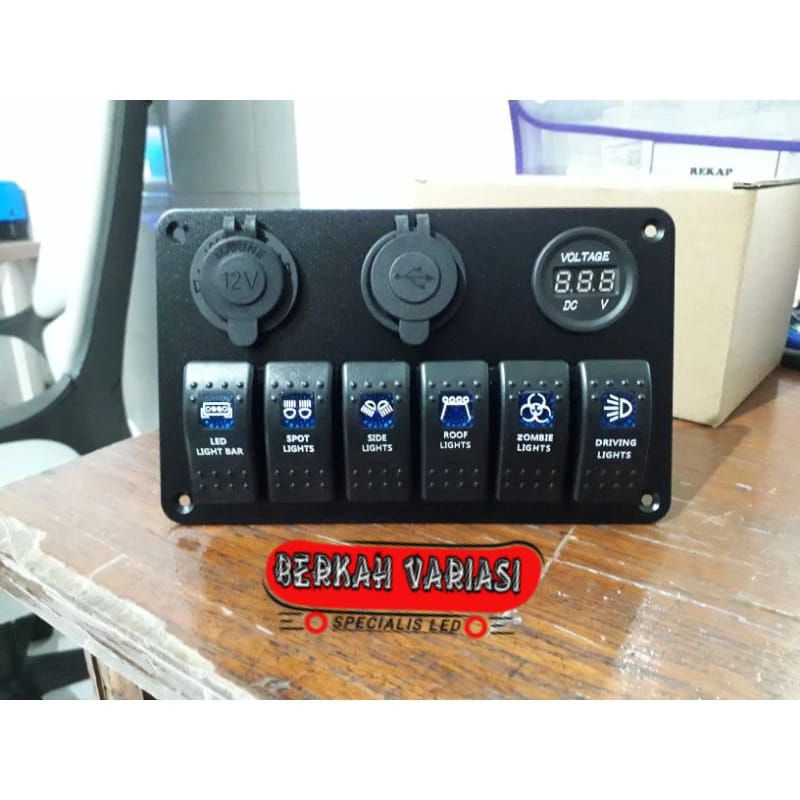 Jual SWITCH 6 SAKLAR PANEL GROUP LED CIRCUIT ROCKER SWITCH LIGHTER ...