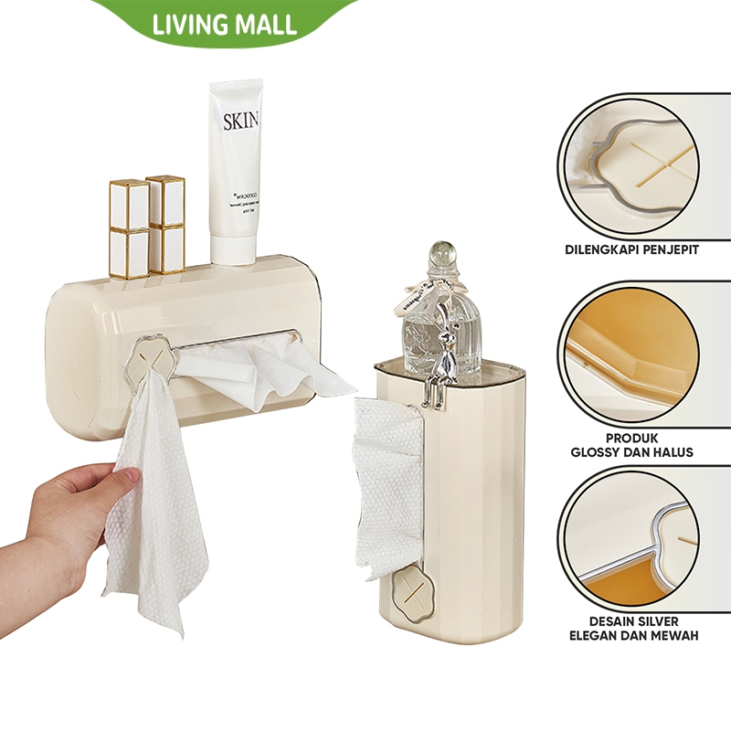 Jual LIVING MALL Kotak Tisu Tempel Toilet Tempat Penyimpanan Tisu WC ...