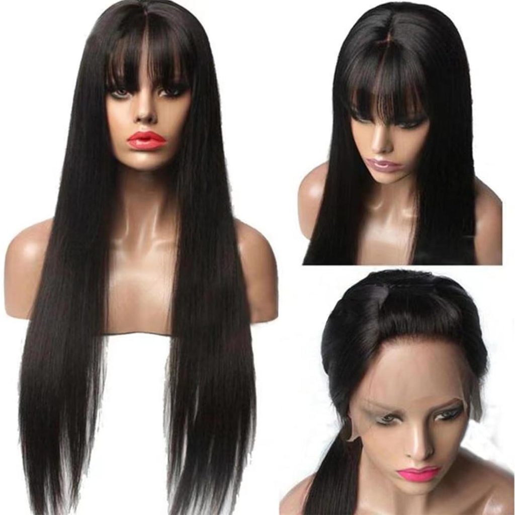 Jual Black bangs wig perempuan panjang wig lurus sintetis perempuan ...