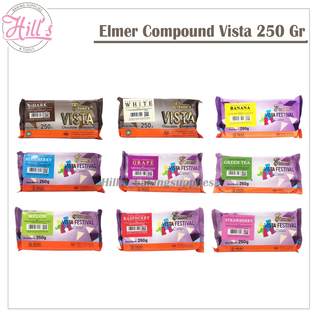 Jual ELMER COMPOUND VISTA 250 GR / CHOCOLATE COMPOND DARK WHITE COLOR ...