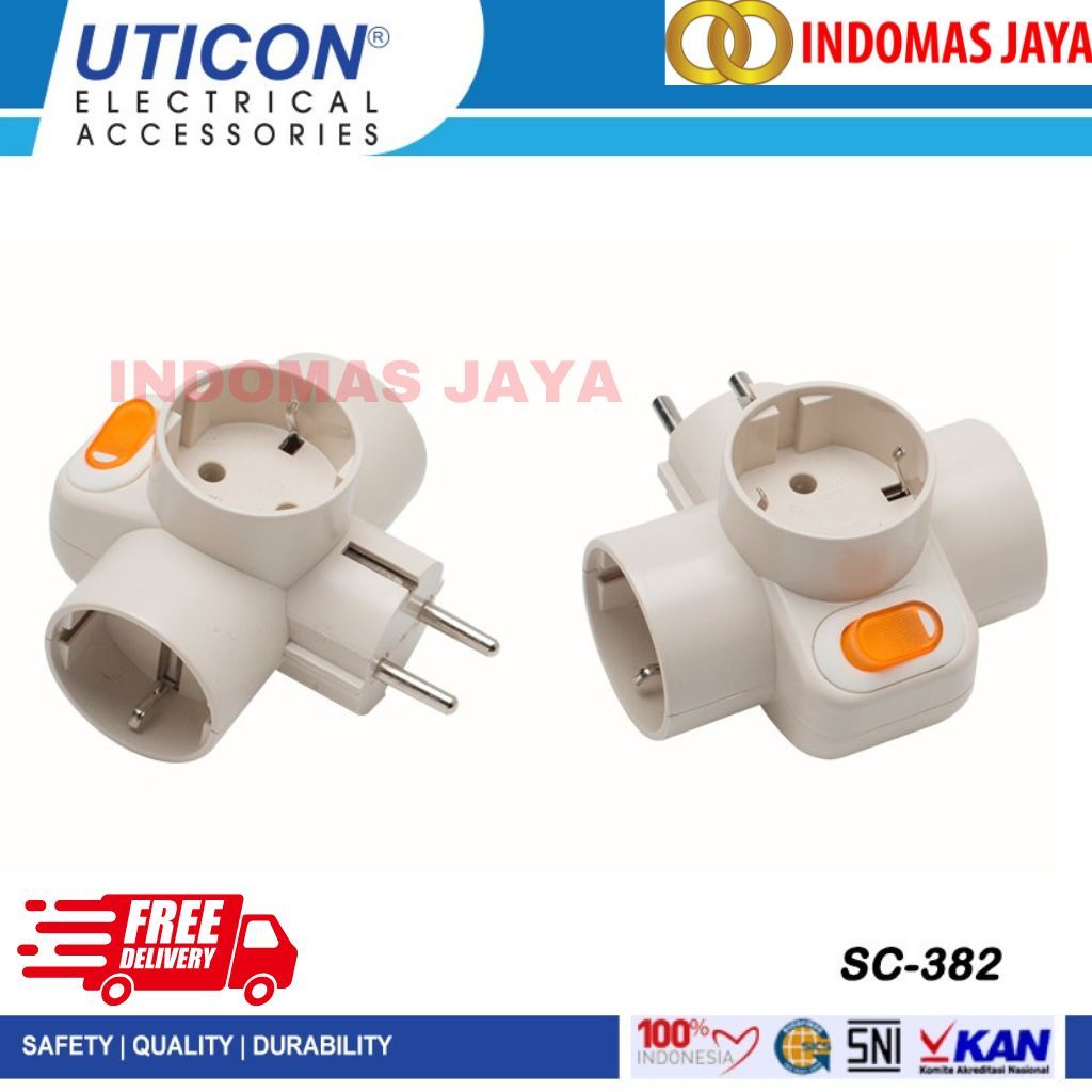 Jual Uticon Steker T Arde + Saklar Neon SC-382 / Stop Kontak 3 Lubang ...