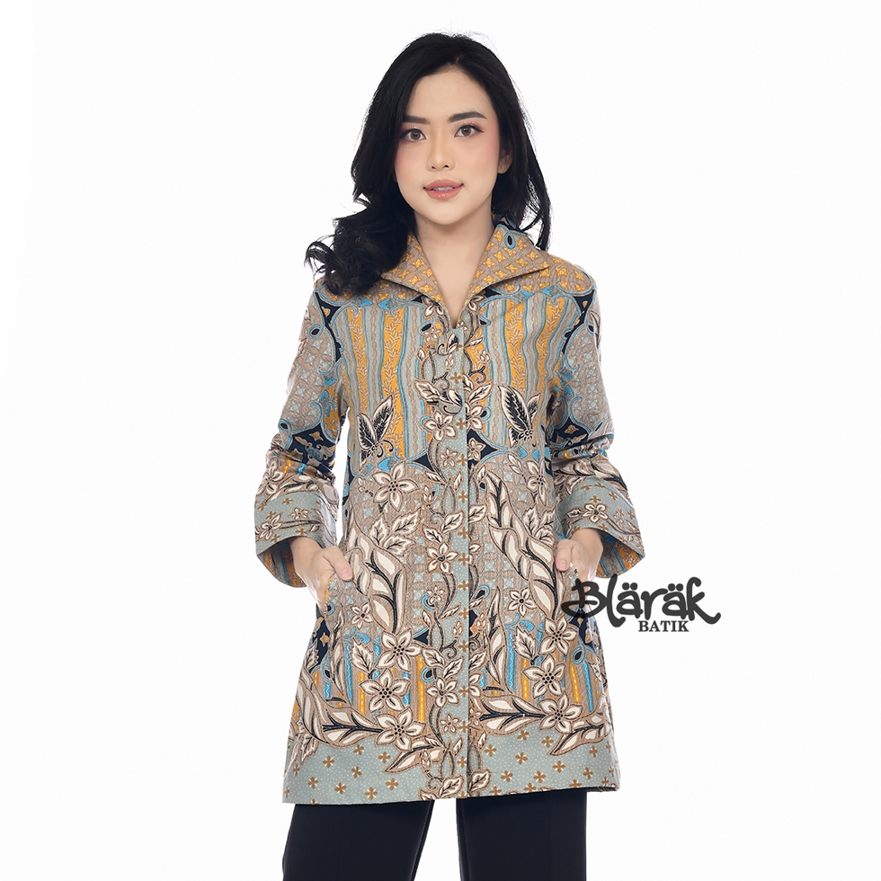 Jual BLARAK - Tunik Batik Wanita Soft Lapis Trikot Gulshan Kuning Biru ...