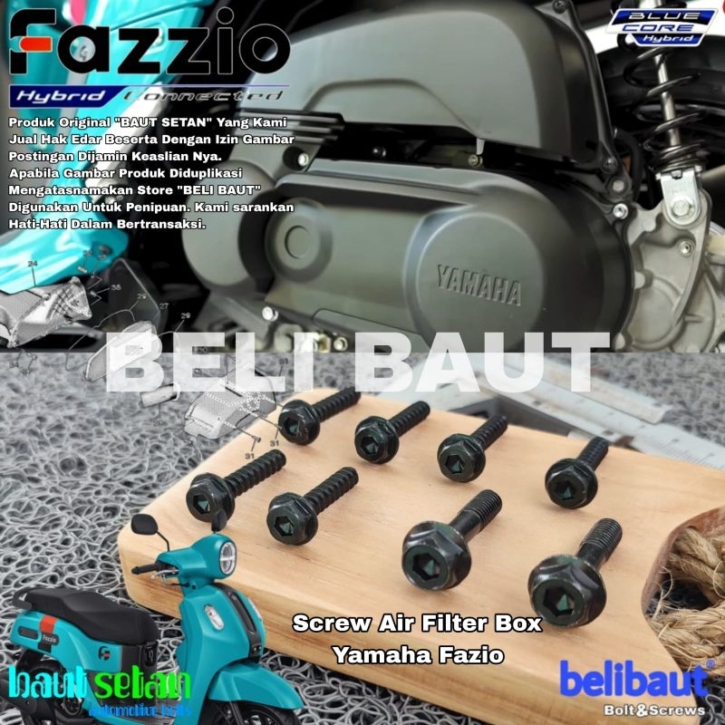 Jual Baut Sekrup Box filter udara Yamaha Fazzio Black zink Mode dua ...