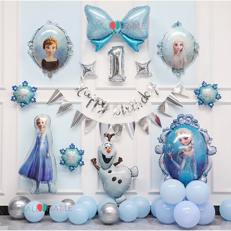Jual Paket Dekorasi Balon Angka Silver Tema Frozen Led (PD230) | Shopee ...