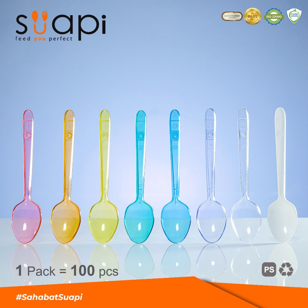 Jual [100pcs] SUAPI PS Sendok Teh Plastik Warna / Sendok Puding / Tea ...