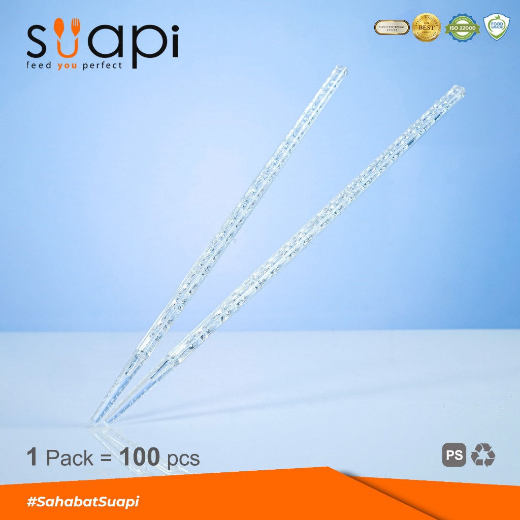 Jual [100pcs] SUAPI Sumpit Makan Plastik Transparant / Chopsticks ...