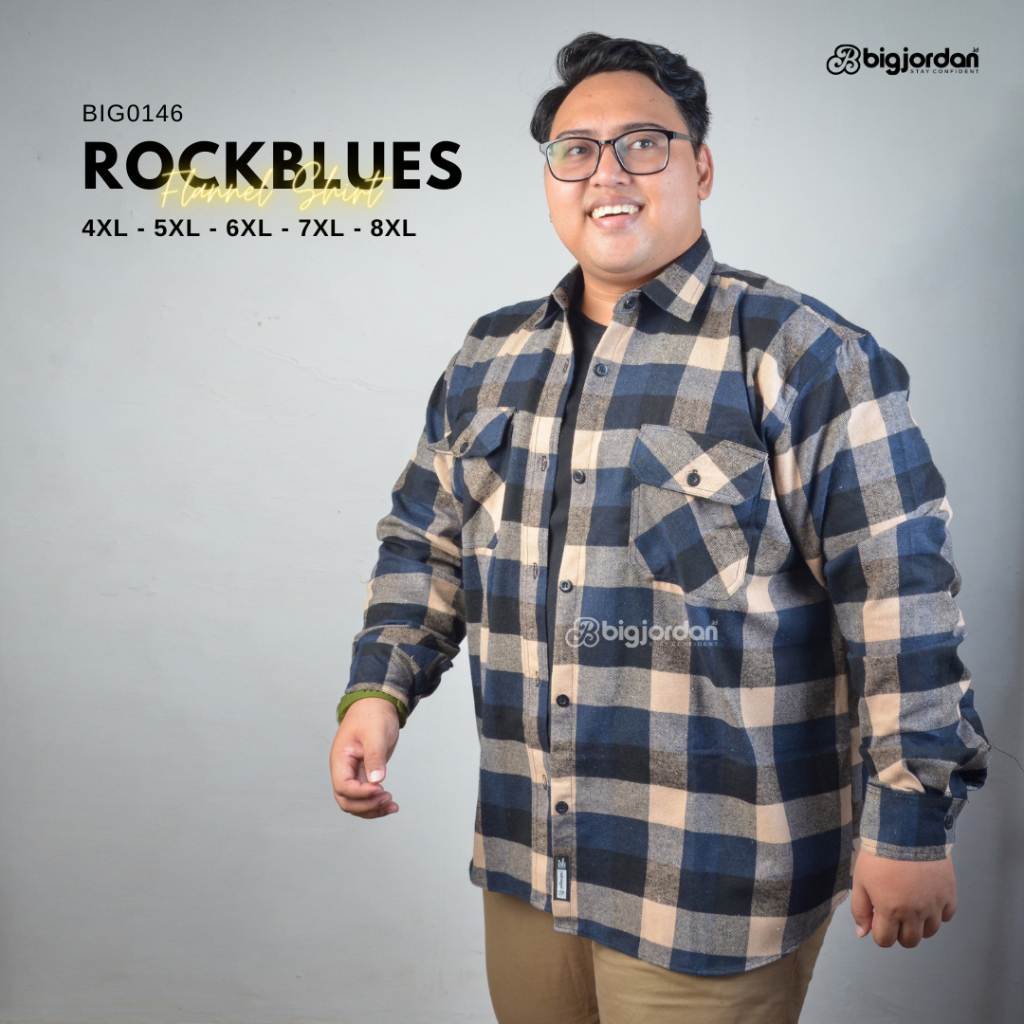 Jual BIGJORDAN ID kemeja flannel biru ukuran jumbo size XXXXL XXXXXL ...
