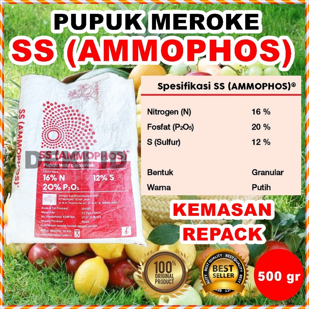 Jual Pupuk Meroke SS Ammophos 500 gr Repack Amonium Phospat Saprodap ...