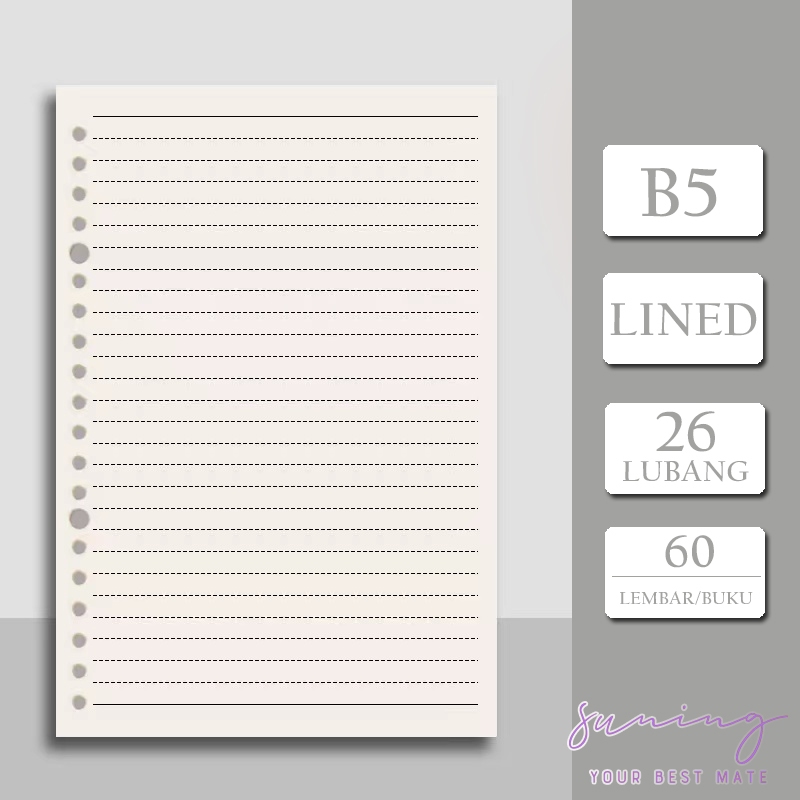 Jual Notebook refill Line & Blank KERTAS ISI BINDER A5/B5 LOOSE LEAF 6/20/26 LUBANG 6 RING ...
