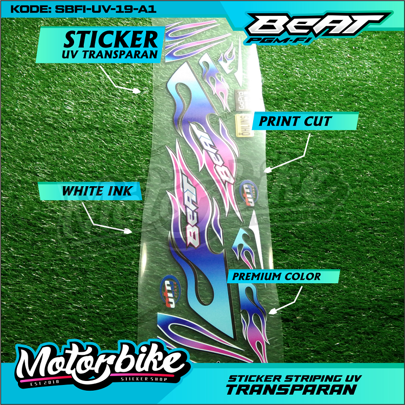 Jual Striping UV Beat PGM FI 2014 2015 2016 Motif Api Variasi ...