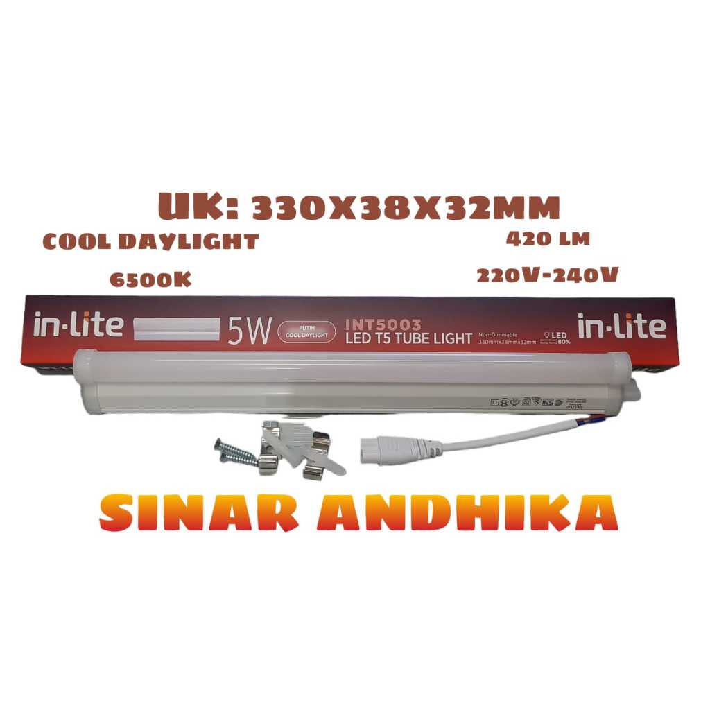 Jual Lampu Led T5 In-Lite Tube Light TL+Kap 5 Watt Putih INT5003 ...