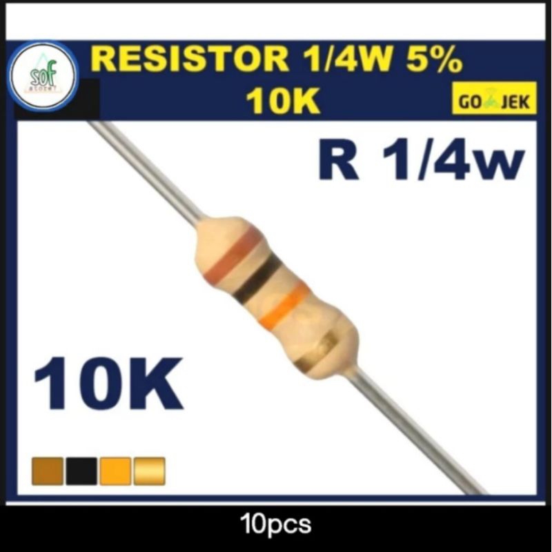 Jual 10pcs Resistor 10k Ohm 1/4w 5% 1/4 watt | Shopee Indonesia