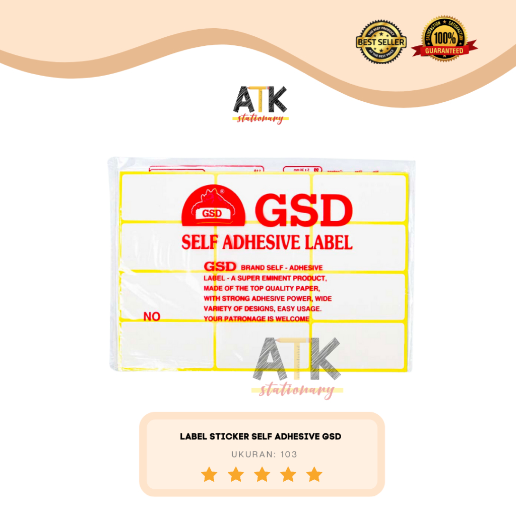 Jual Label Stiker Sticker GSD Self Adhesive Premium Tebal NO: 99 / 103 ...
