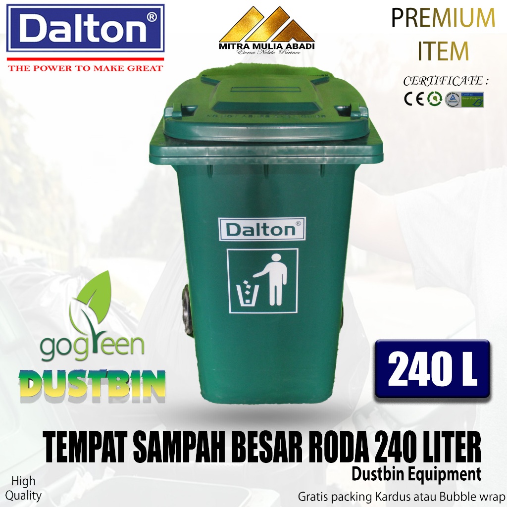 Jual Tempat Sampah Roda Besar 240 Liter Dalton HPDE / DUSTBIN / Bak Sampah Dalton | Shopee Indonesia