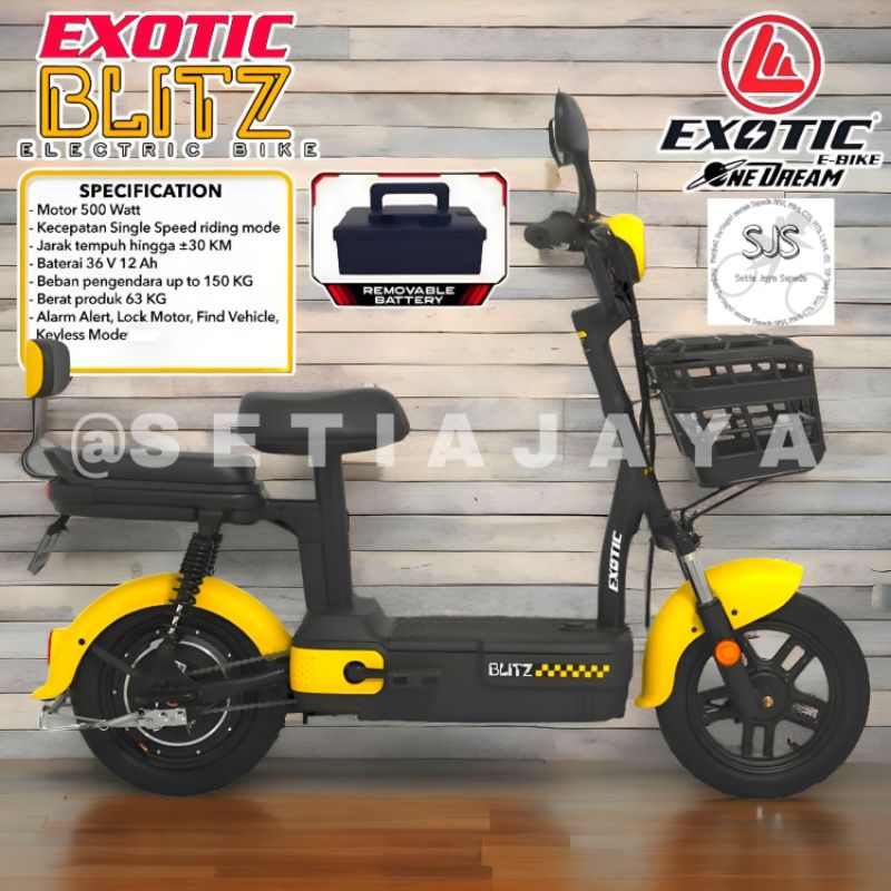 Jual Sepeda Listrik E-Bike EXOTIC BLITZ 36V 12Ah 500 Watt Removable Battery New | Shopee Indonesia