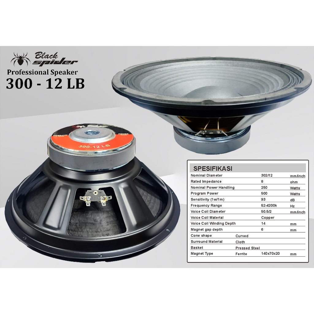Jual BS 300 - 12 LB Speaker Komponen Black Spider - 12 Inch Low Bass ...