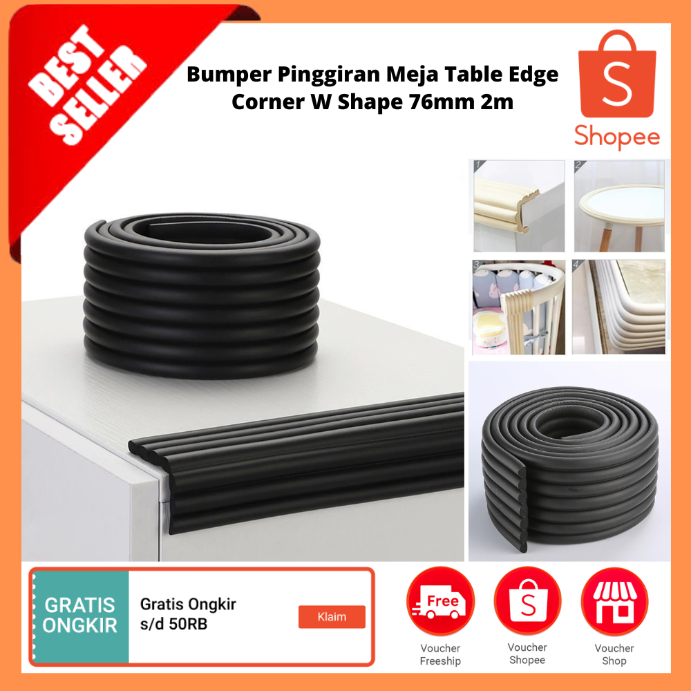 Jual Bumper Pinggiran Meja Table Edge Corner W Shape 76mm 2m ...