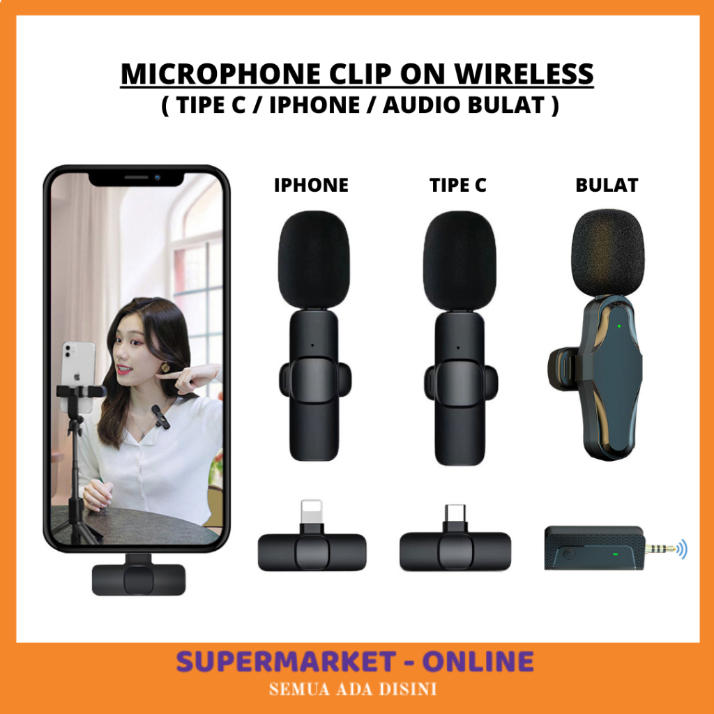Jual MICROPHONE MIC CLIP ON WIRELESS BUAT HANDPHONE HP IPHONE IOS DAN ...