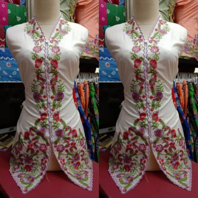 Jual Jumbo // Atasan kebaya encim katun bordir // encim lengan panjang ...