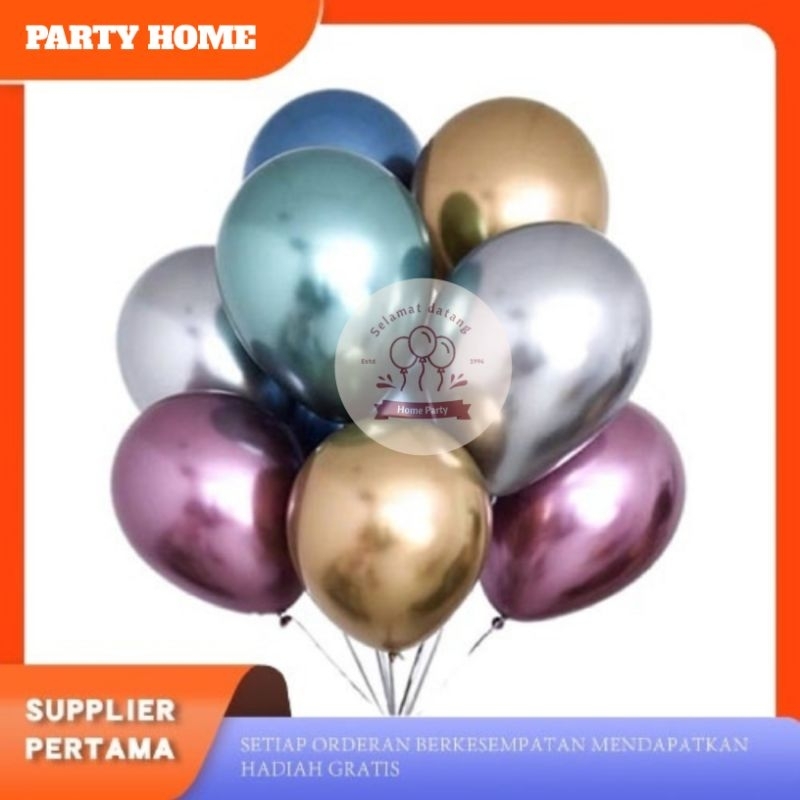 Jual Balon Latex Chrome 12 Inch Double Metalik Isi 1 Pcs | Shopee Indonesia