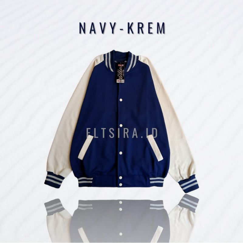 Jual Jaket Varsity Baseball POLOS / Jaket Pria Wanita Kancing Zipper ...