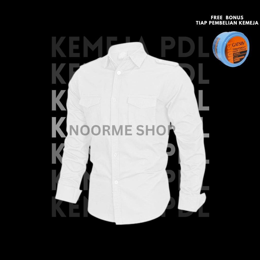 Jual Jual Kemeja PDL Lapangan Lengan Panjang Putih Polos - Baju Kerja ...