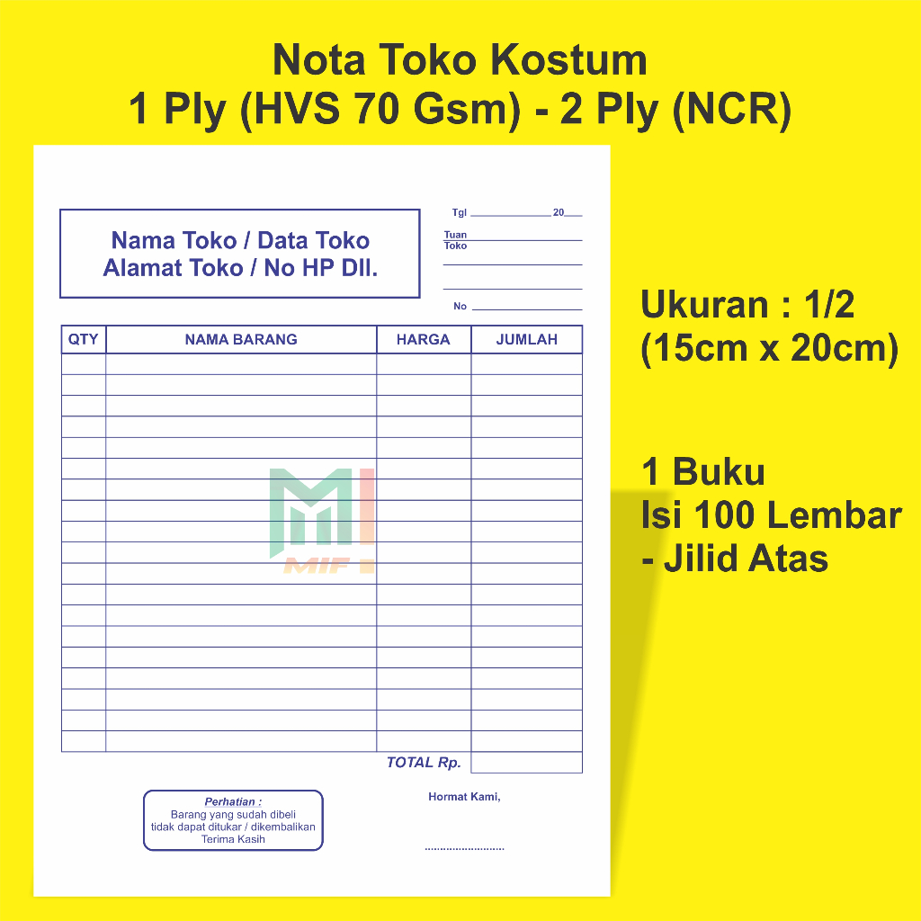 Jual Paket Nota Costum Nota Penjualan Surat Kirim dll | Shopee Indonesia
