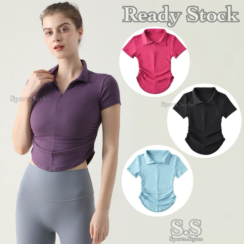 Jual Baju Crop Serut DX233 wanita olahraga gym | Shopee Indonesia