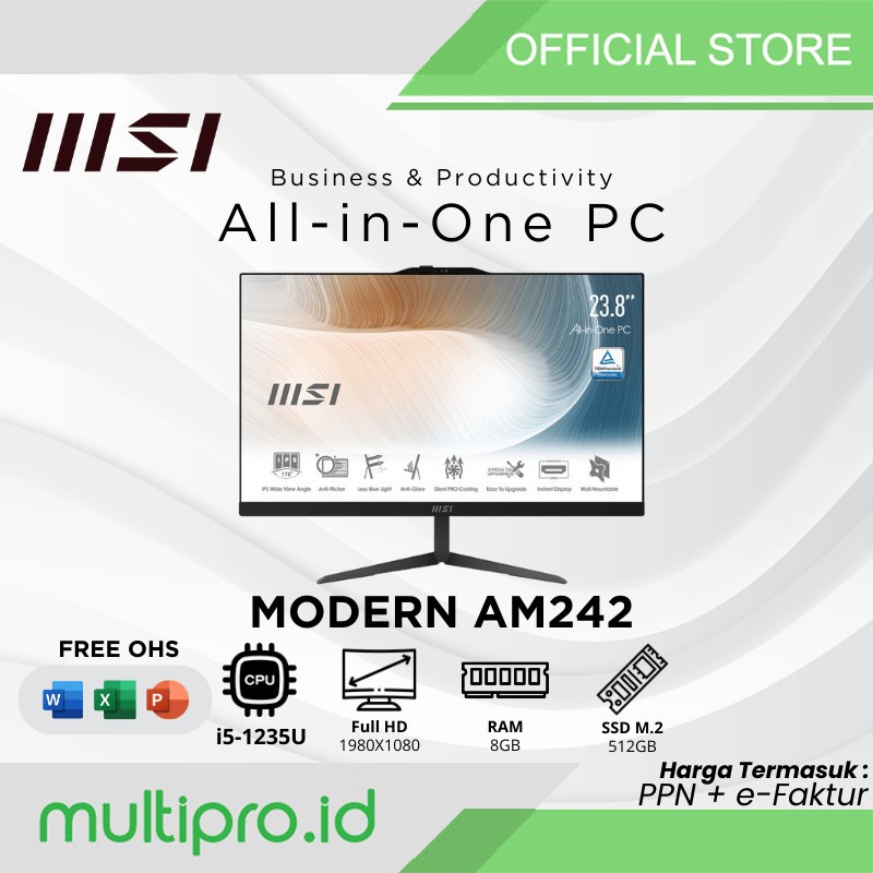 Jual PC AIO MSI MODERN AM242 12M I5-1235U 8GB 512GB SSD Win11H+OHS ...