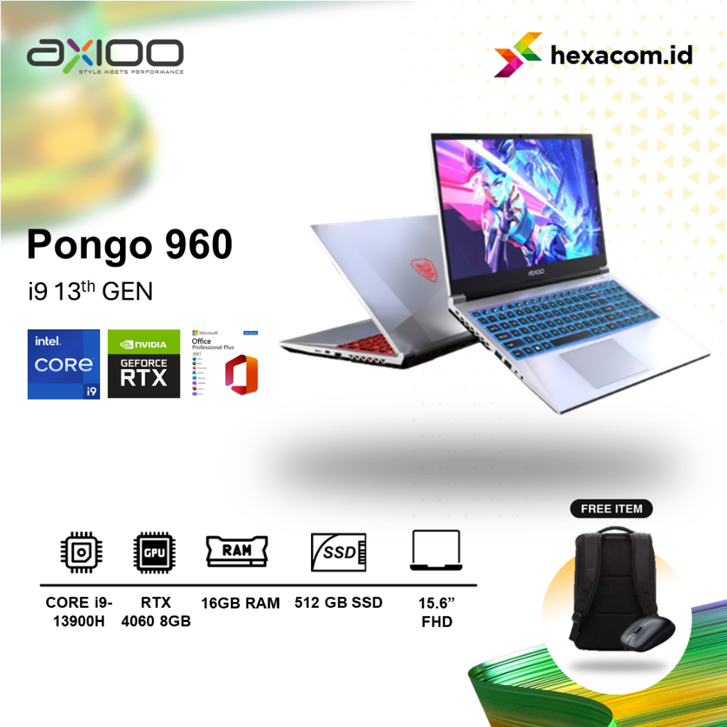Jual Axioo Pongo 960 Core i9 13900H Rtx 4060 16GB 512GB ssd 15.6 Fhd ...