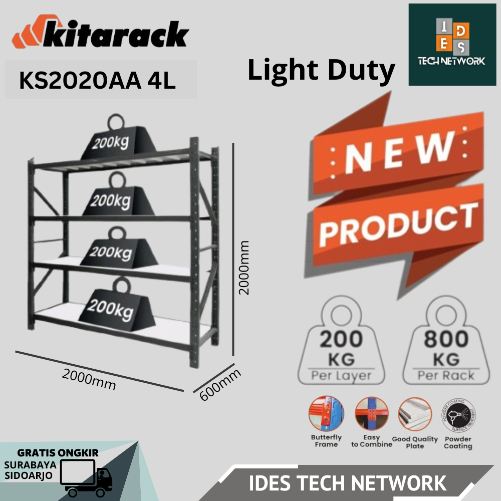 Jual KITARACK KS2020 4 LAYER STARTER MULTIFUNCTION WAREHOUSE RACK LIGHT ...